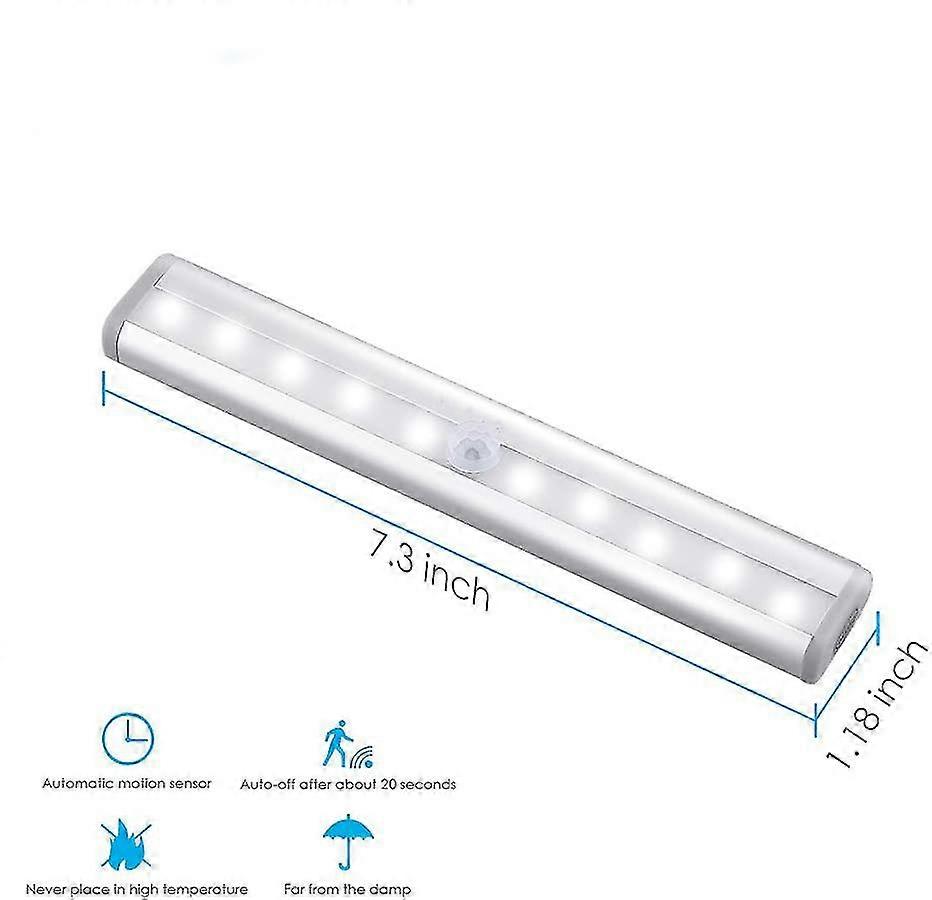 Motion Sensor Light Bar, (10 Led, 3 Pack) Wardrobe Wireless Lamp ...