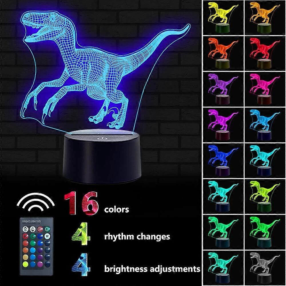 Cool 3D Jurassic Dinosaur Night Light, LED Velociraptor Raptor Night ...