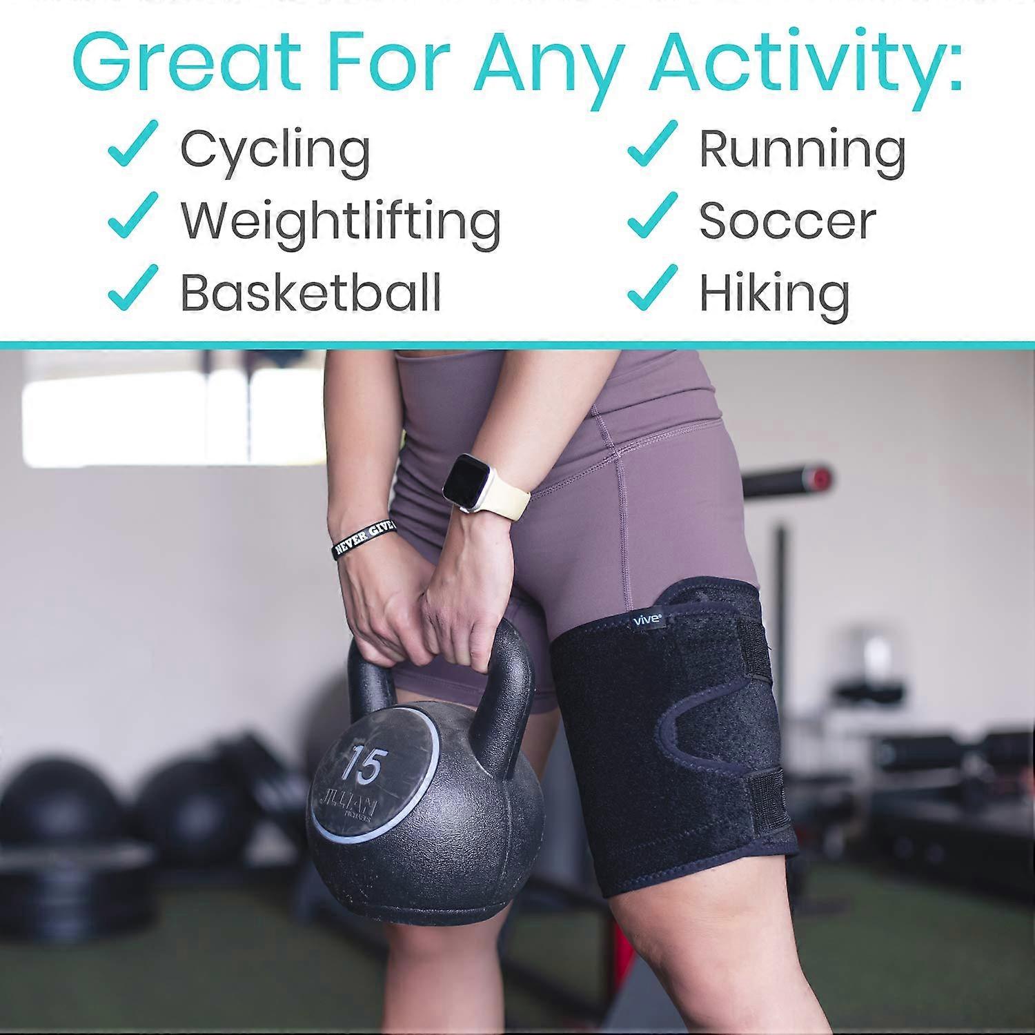 Thigh Brace - Hamstring Quad Wrap - Adjustable Compression Sleeve ...