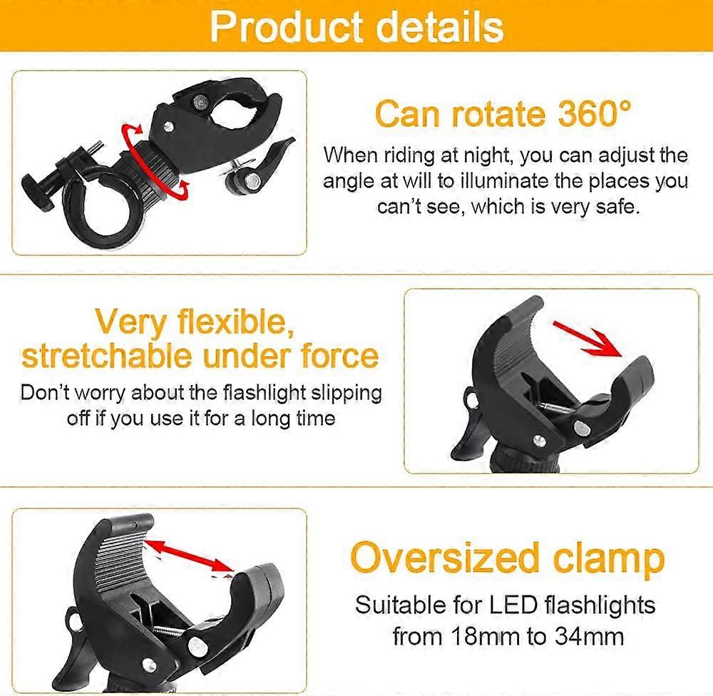 Cycling Light Holder, Universal Clip Torch Bicycle Mount 360 Degree ...