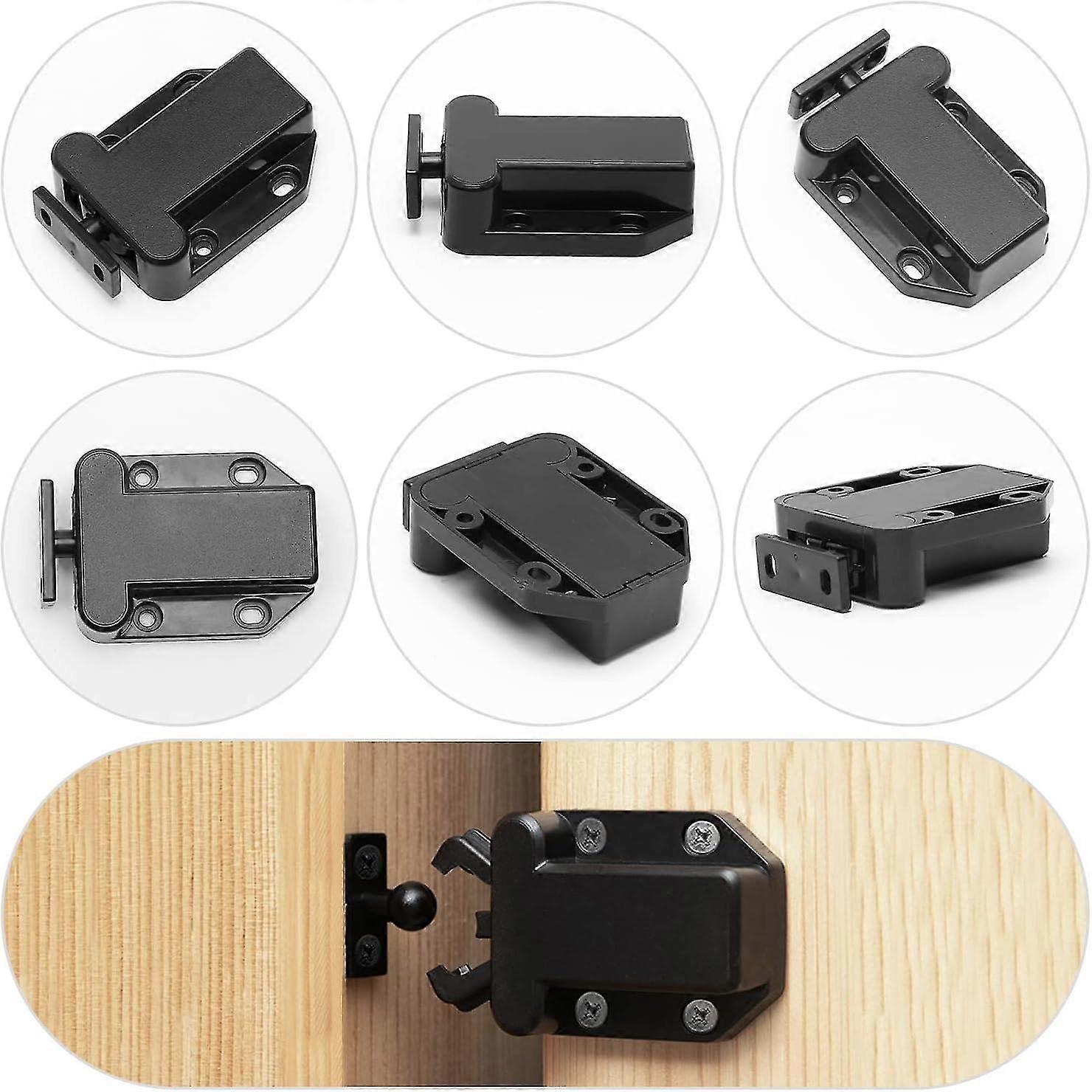 6 Pcs Black Push To Open Catch Lock, Touch Release Door Catches ...
