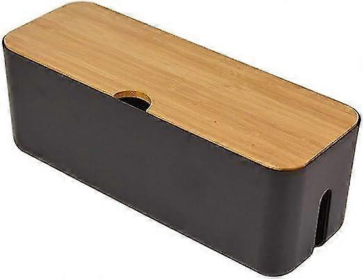 Cable Tidy Box, Wood Grian Under Desk Cable Management Organiser Box ...