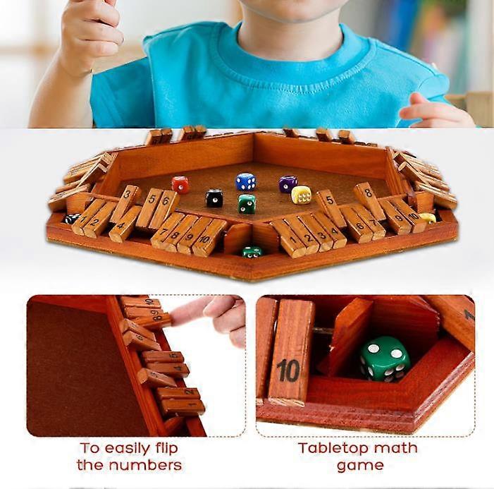 Wooden Shut The Box Dice Game for 1-6 Players, Tabletop Board Game with ...