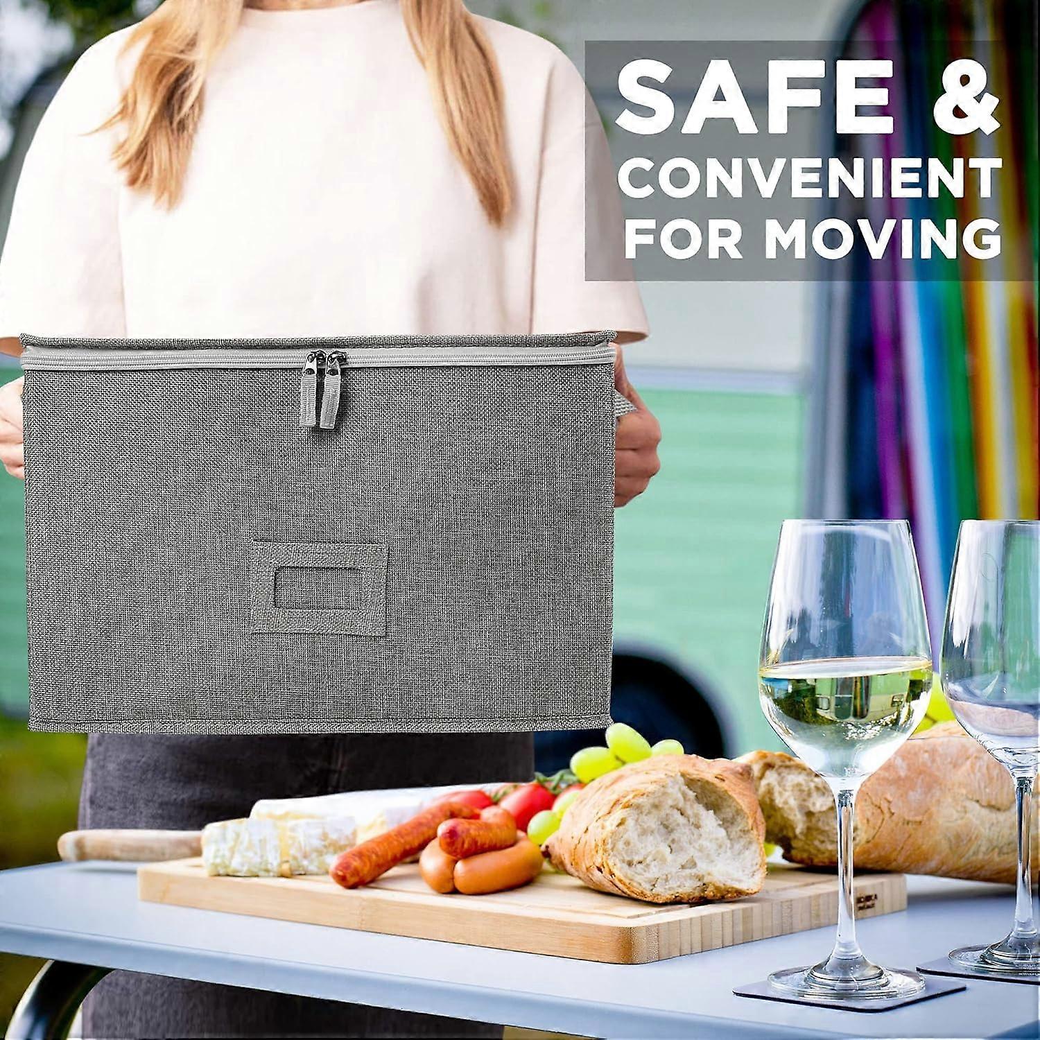 Hard shell wine glass box, stackable, with dividers | Fruugo NZ