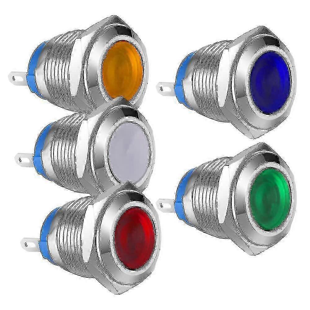 5pcs 12v-24vdc 16mm Led Indicator Light Stainless Steel Waterproof ...