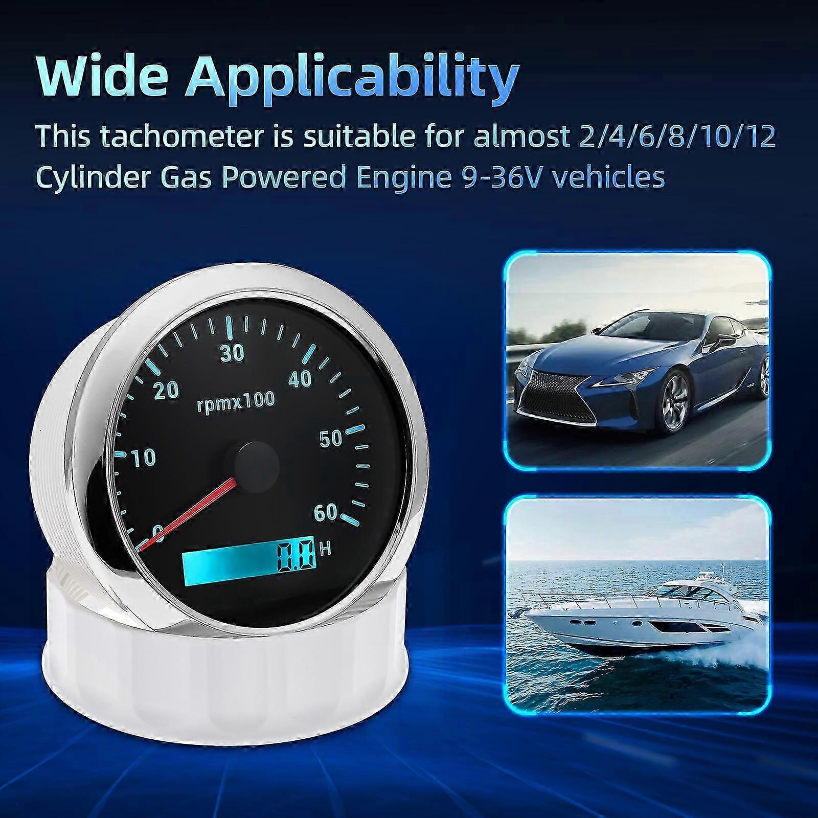 85MM Digital Tachometer 3000/4000/6000/7000/8000 RPM 7Colors Backlight ...