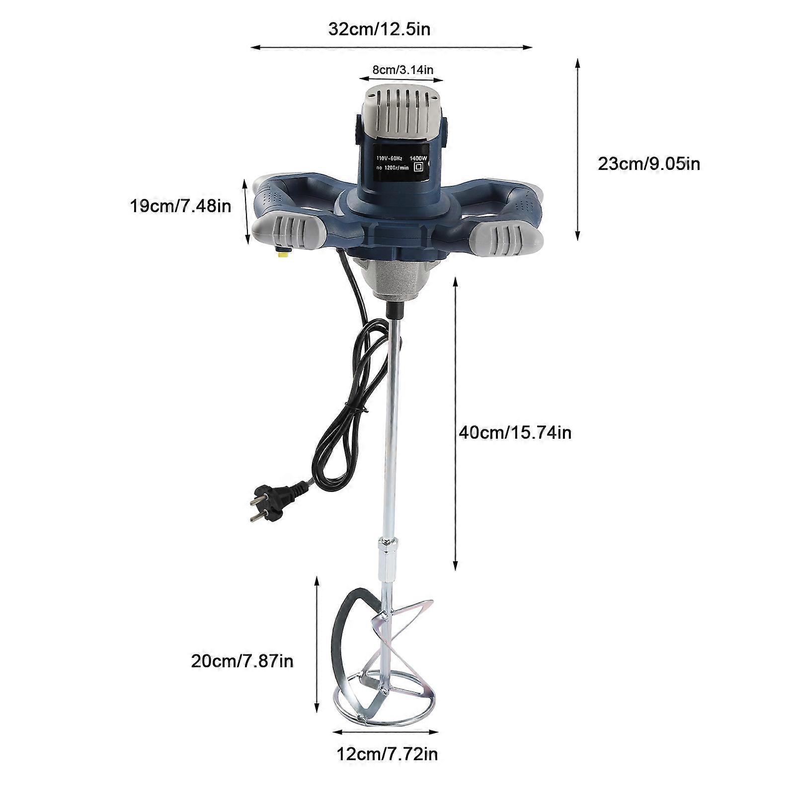 1400W Handheld Drywall Mortar Mixer Cement Render Tile Concrete Plaster ...
