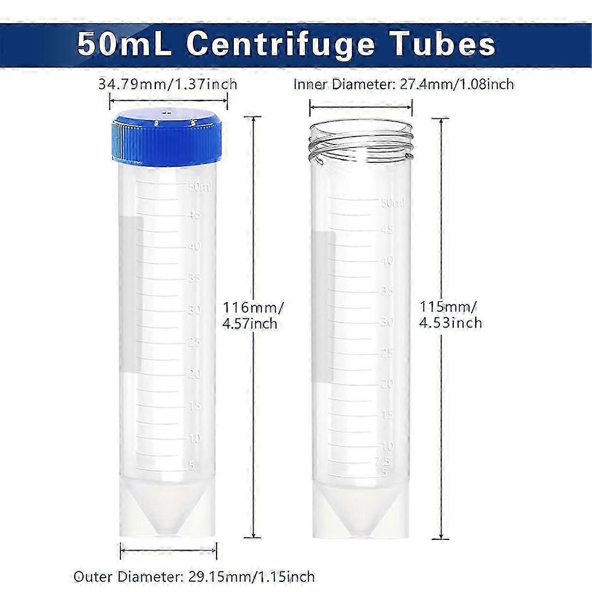50ml Plastic Centrifuge Tubes with Screw Cap, 50 PCS 50ml Self-Standing ...