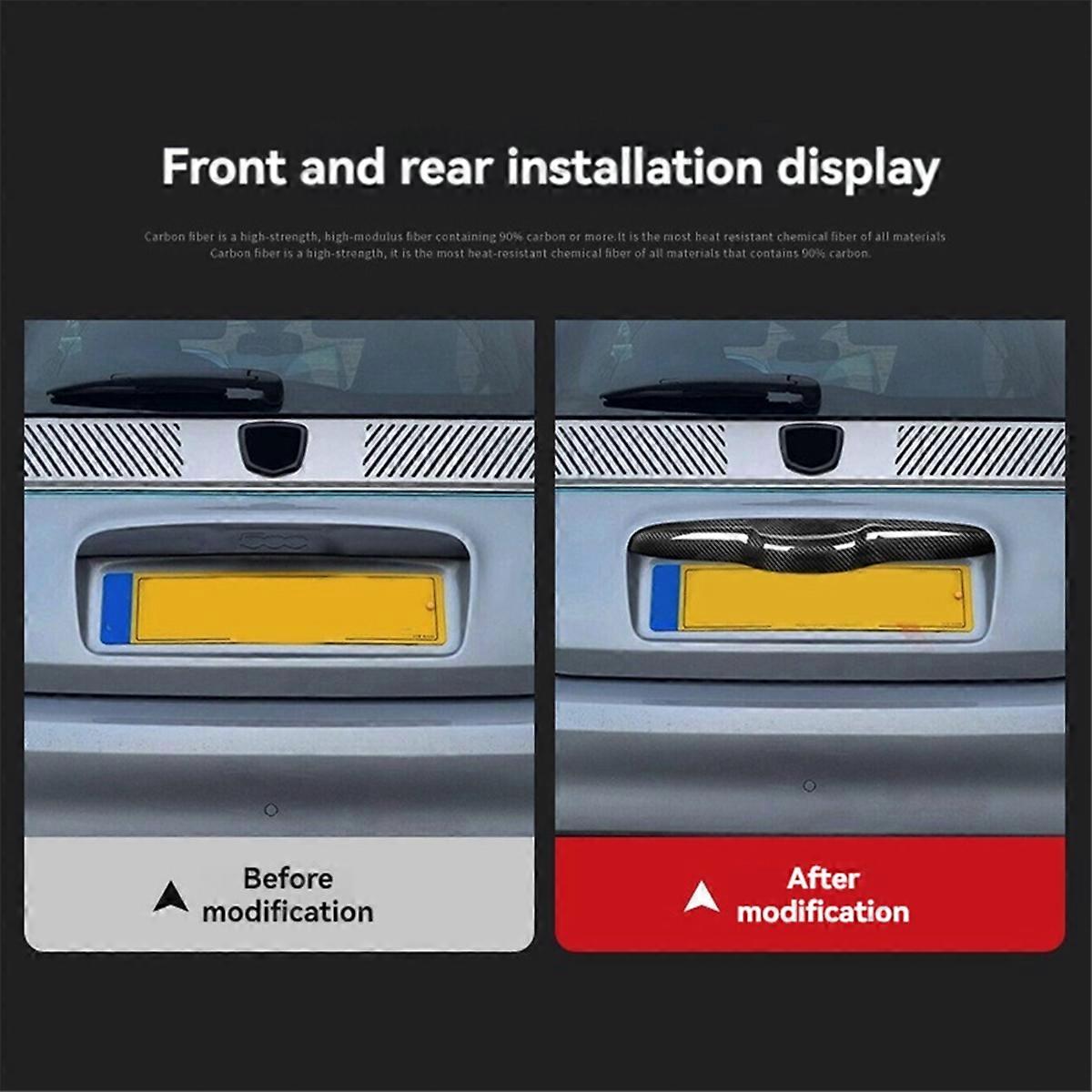 Rear Carbon Fiber Car Trunk Lid Handle Cover Trim for 500 08-23 595 ...