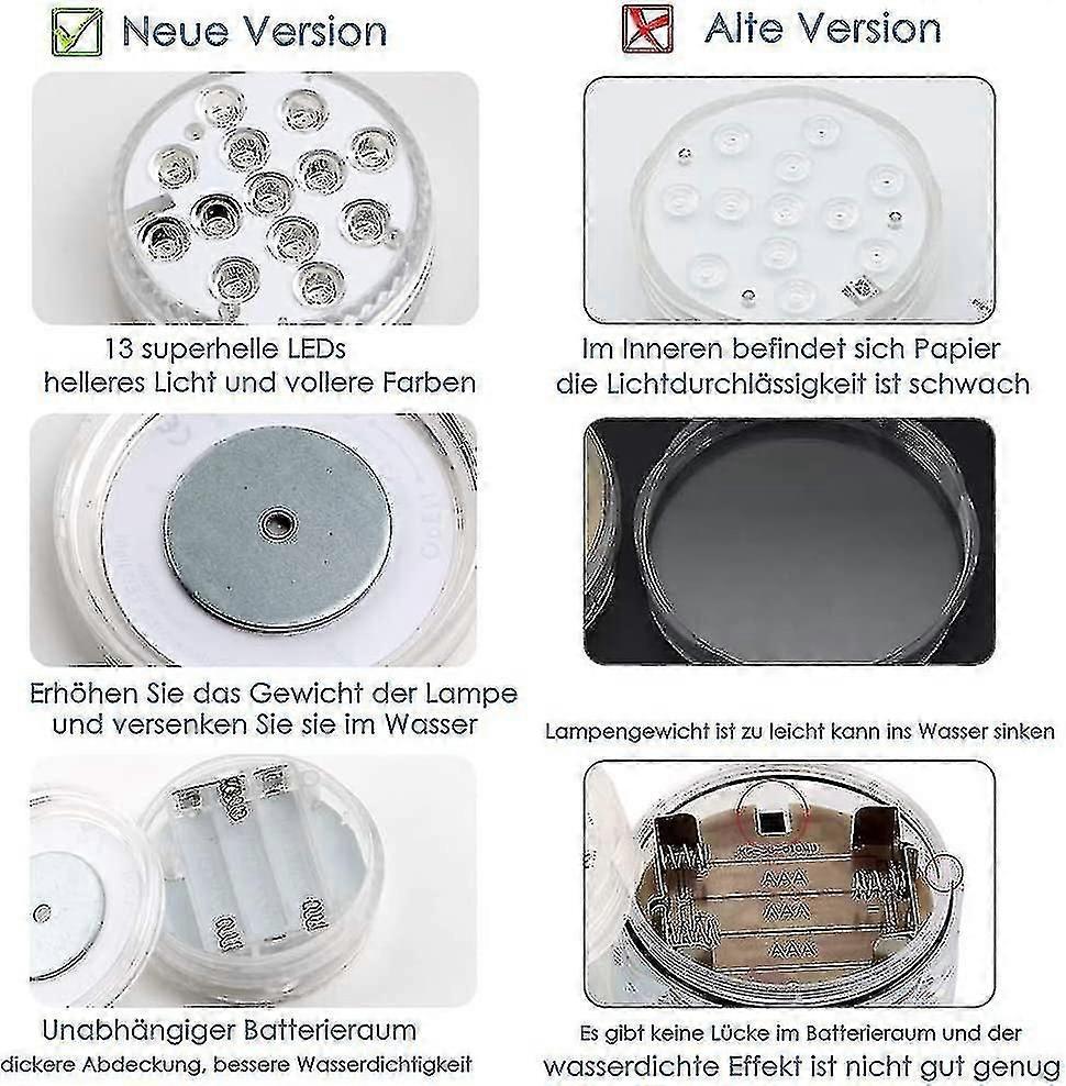 4 Pack Ip68 Color Changing Rgb Diving Led Pool Light Waterproof For Pool Fountain, Wedding ...