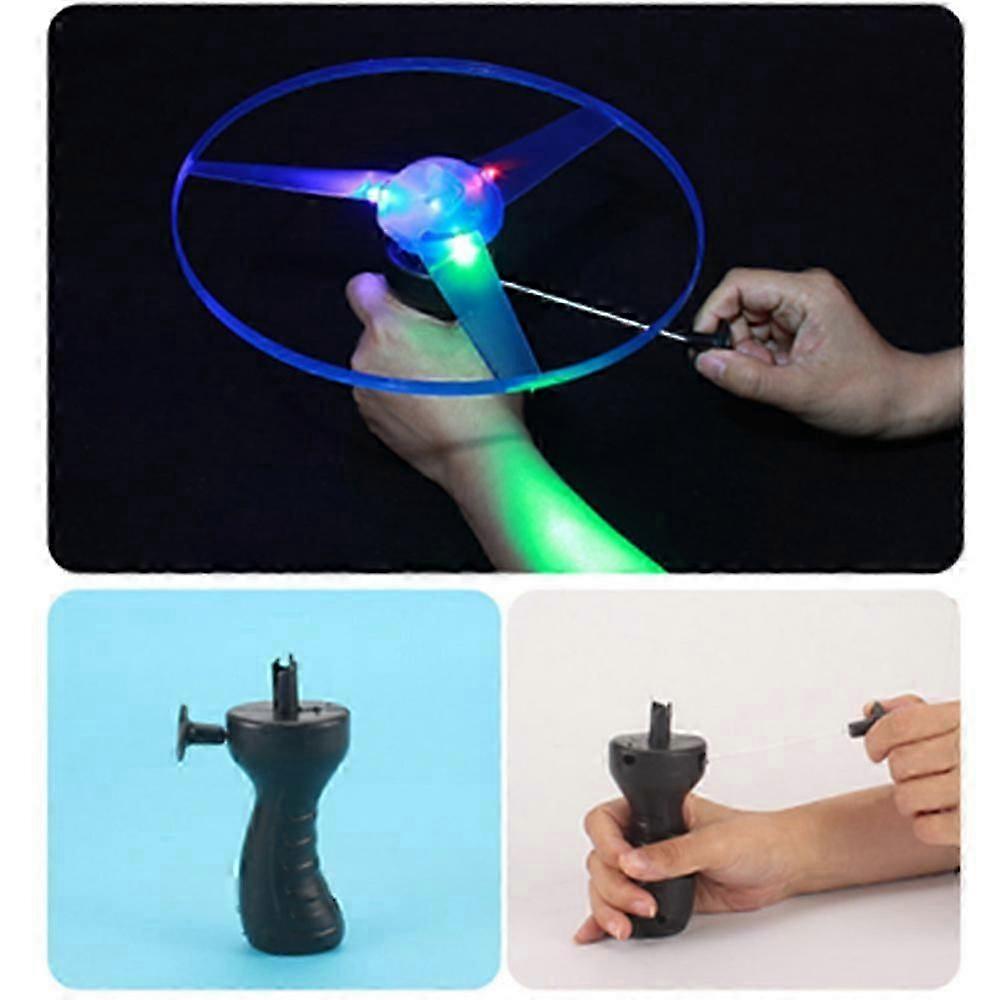 3pcs Led Light Up Flying Disc Helicopter Toy, 3 String Launchers And 3 ...