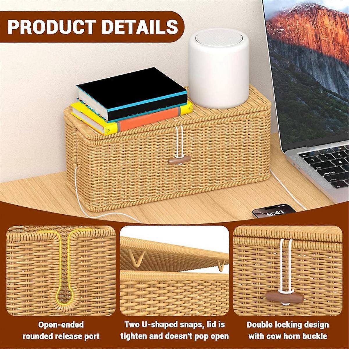 Cable Management Box, Power Strip Organizer with Locked Cover,Handmade ...