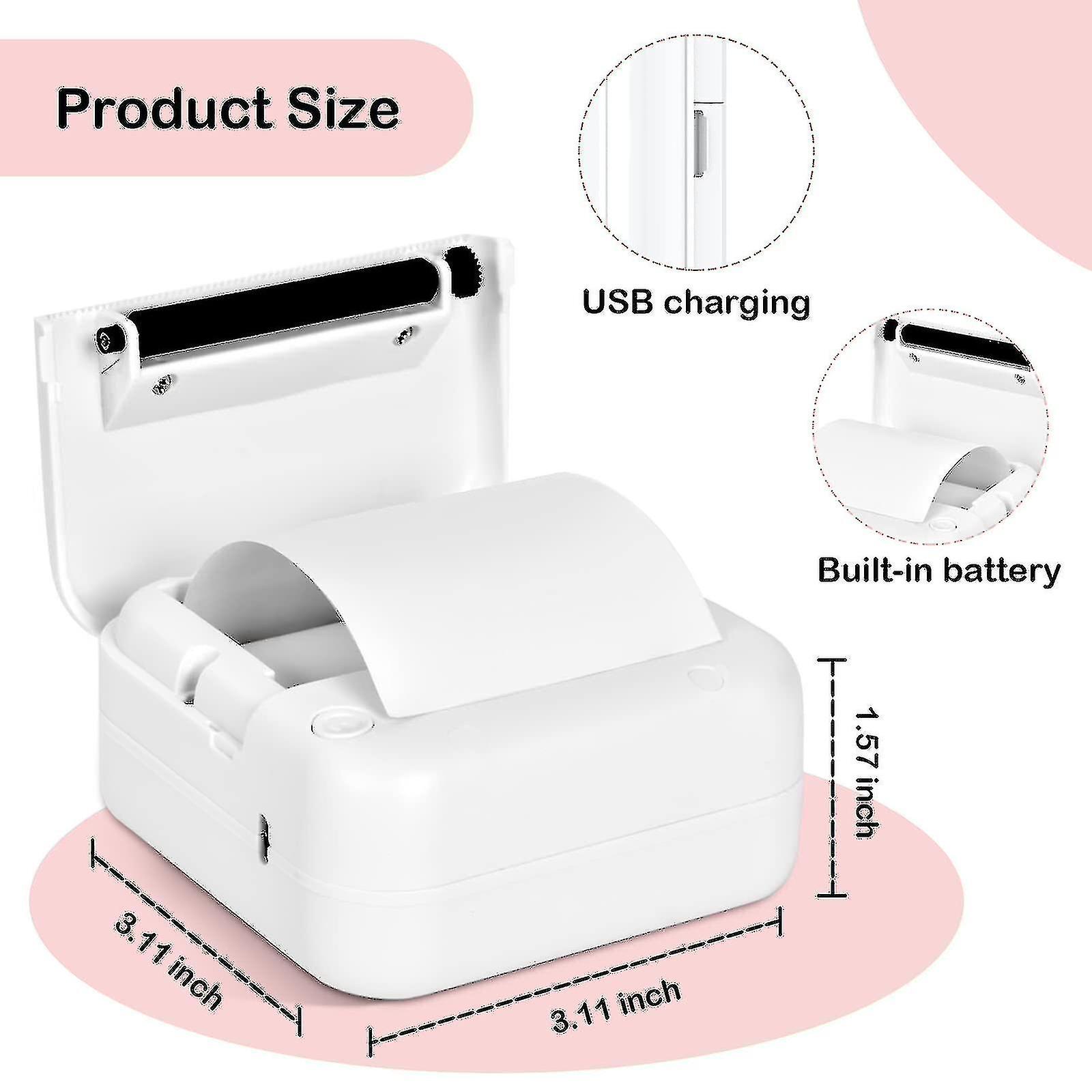 Mini Pocket Sticker Printer, Bluetooth Wireless Portable Mobile Printer ...
