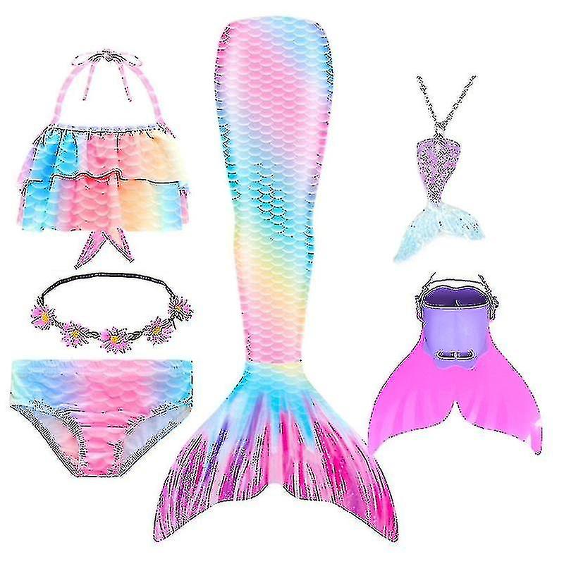 Newway Summer Girl Mermaid Tail With Monofin Halloween Costume Princess ...