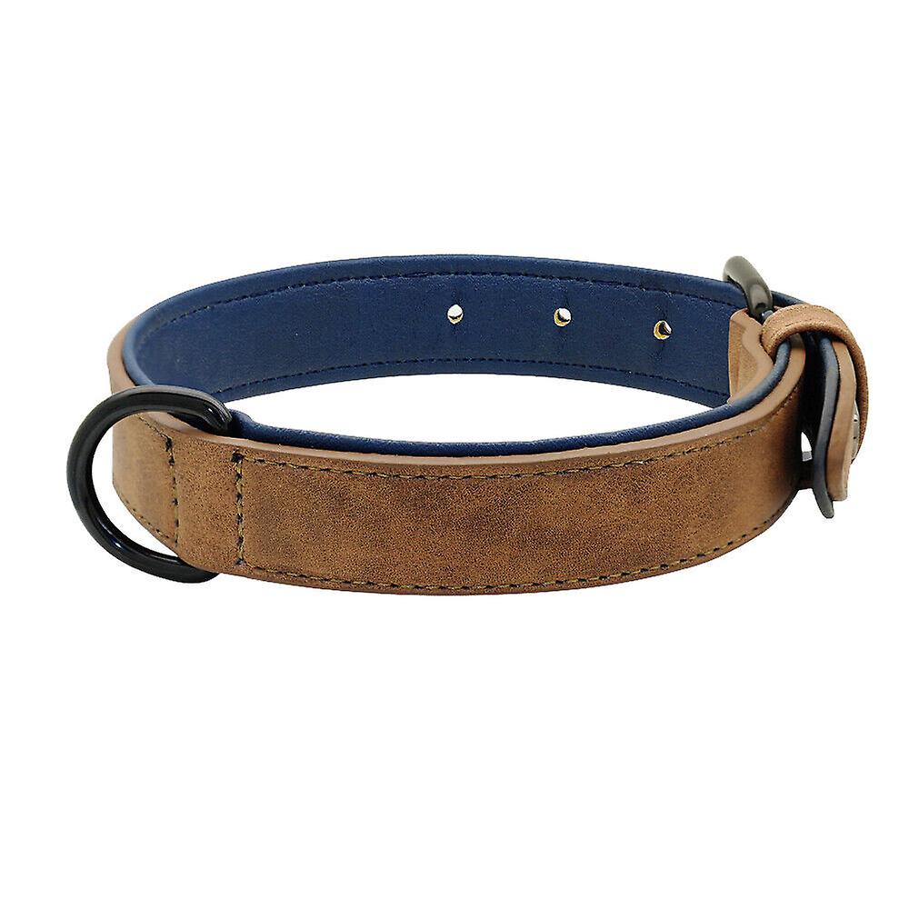 Soft Leather Dog Collars Padded Adjustable Pet Puppy Neck Strap Heavy ...