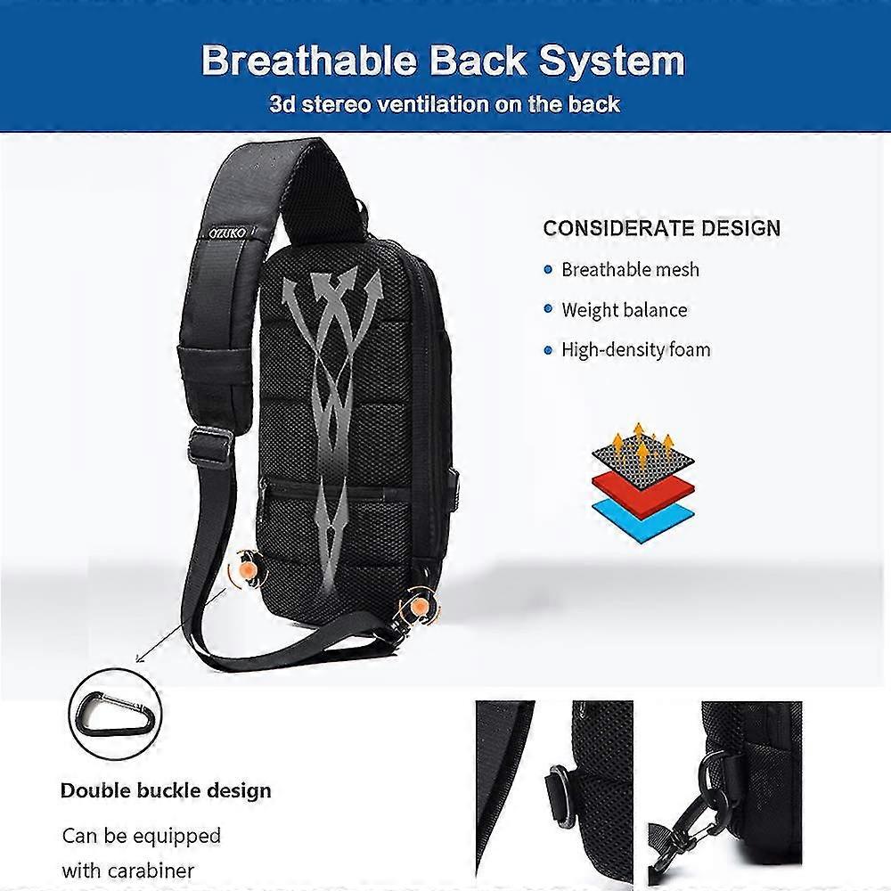 Sling Backpack, Usb Anti-Theft Men'S Chest Bag With Anti-Theft Password ...
