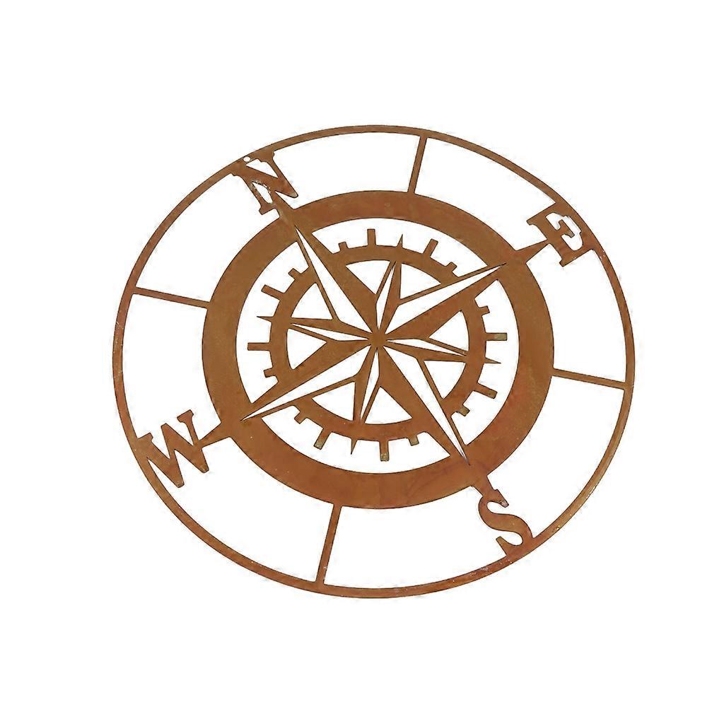 Rusty Round Compass Wall Art Ornament Metal Iron Sculpture Beach Theme ...