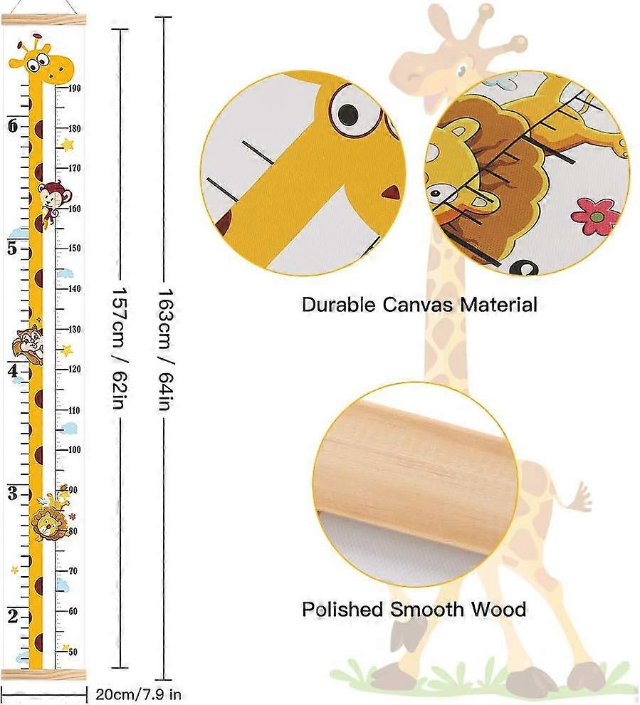 Baby Height Growth Chart Wall Hanging Measuring Ruler for Kids, Removable Canvas and Wood Wall ...