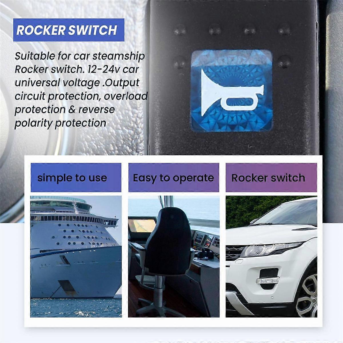 Blue Light Horn pattern LED 12V/20A 24V/10A 5-pin Rocker Toggle Switch ...