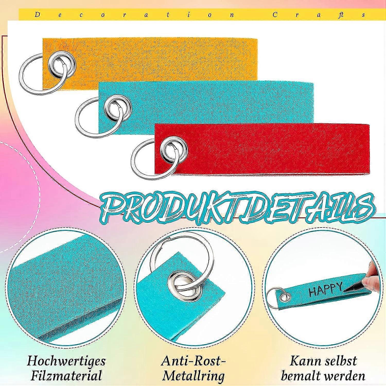 20pcs Felt Key Rings, Felt Key Fobs, Writeable Colourful Key Tags, Diy ...