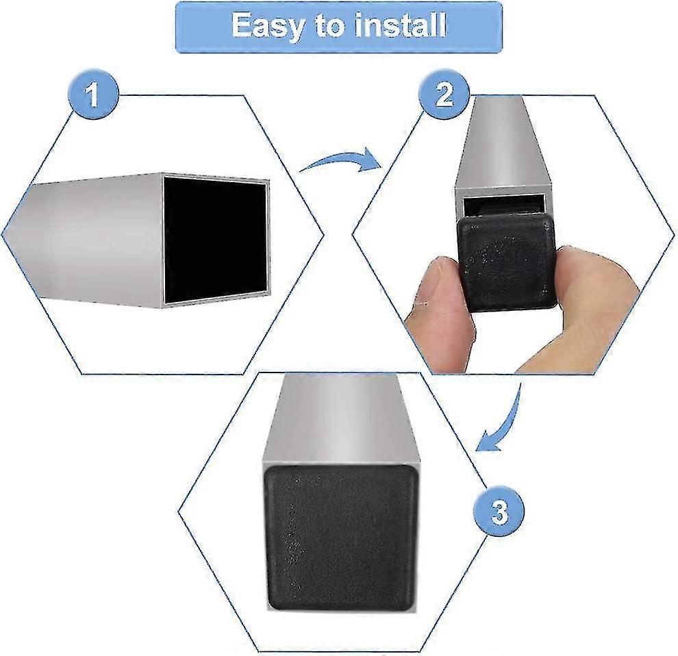 20 Pcs Chair Leg Cap, Square Pipe Cap, Plastic Square Post Cap For ...