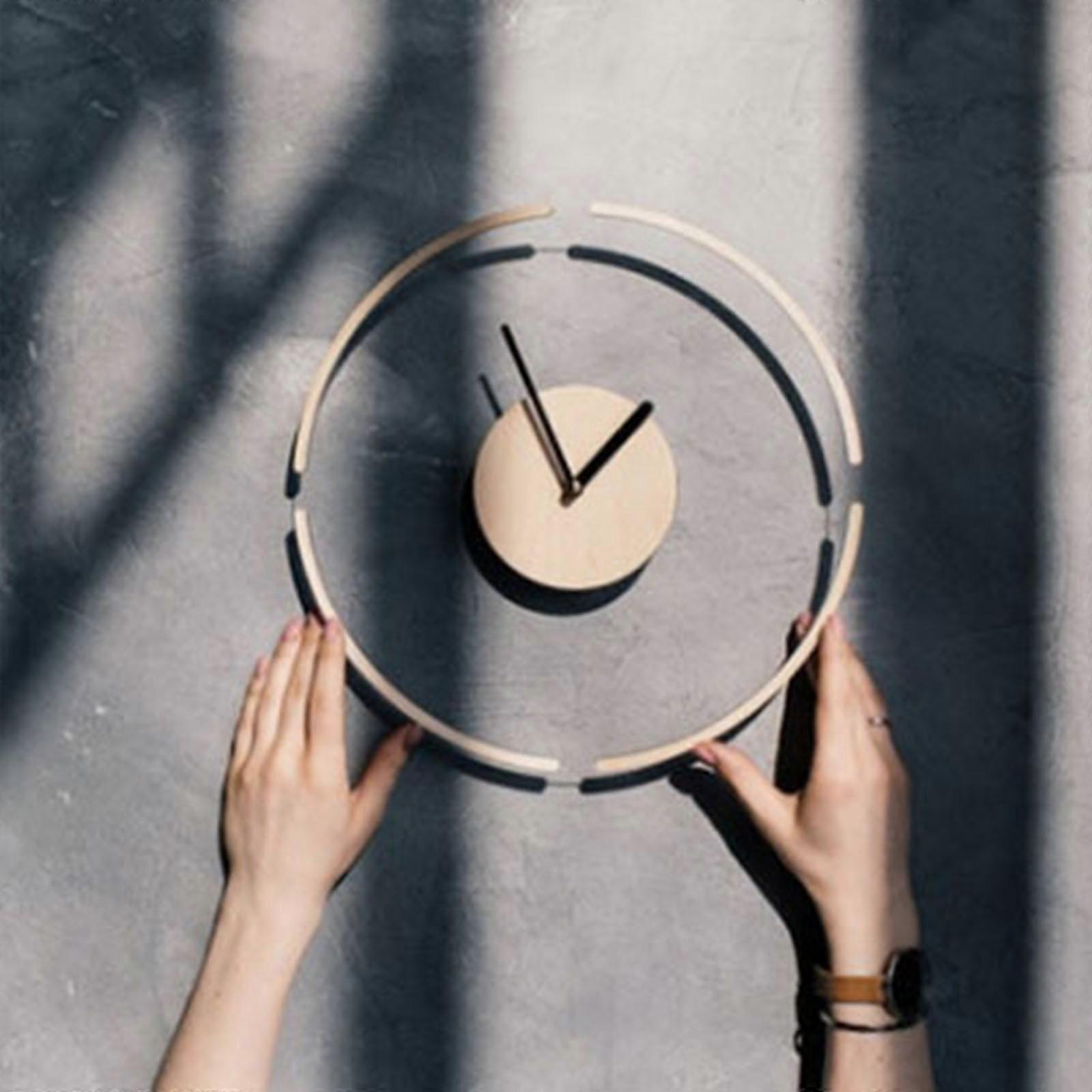 Wood Creative Transparent Wall Clock Suspension Analog Clocks Ornament ...