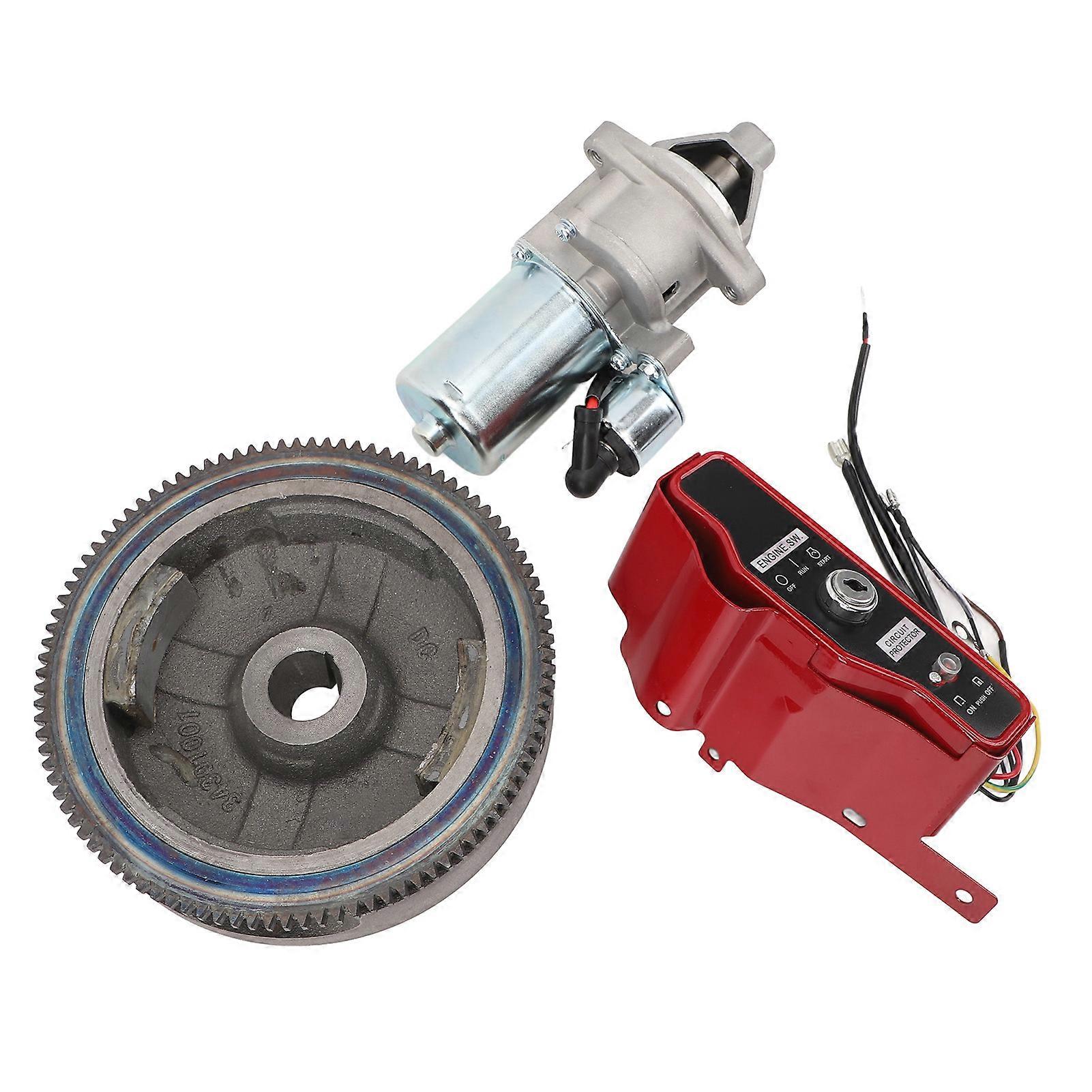 Electric Start Kit Starter Motor Flywheel Control Switch Box Electric ...