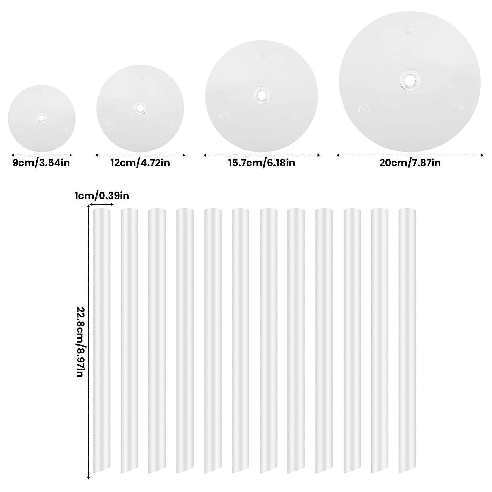 Cake Stand Cake Plate 4 Reusable Cake Supports with 12 Plastic Dowel ...