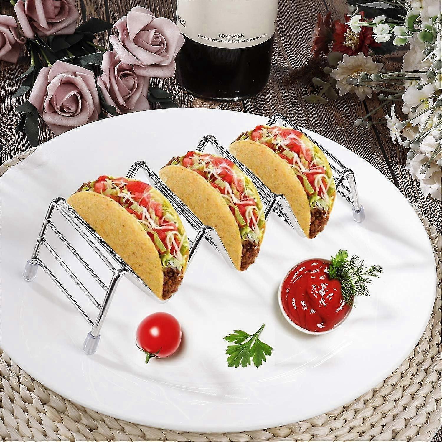 2 Pieces Taco Stand, Wave Shape Food Stand, Stainless Steel Wavy Taco ...