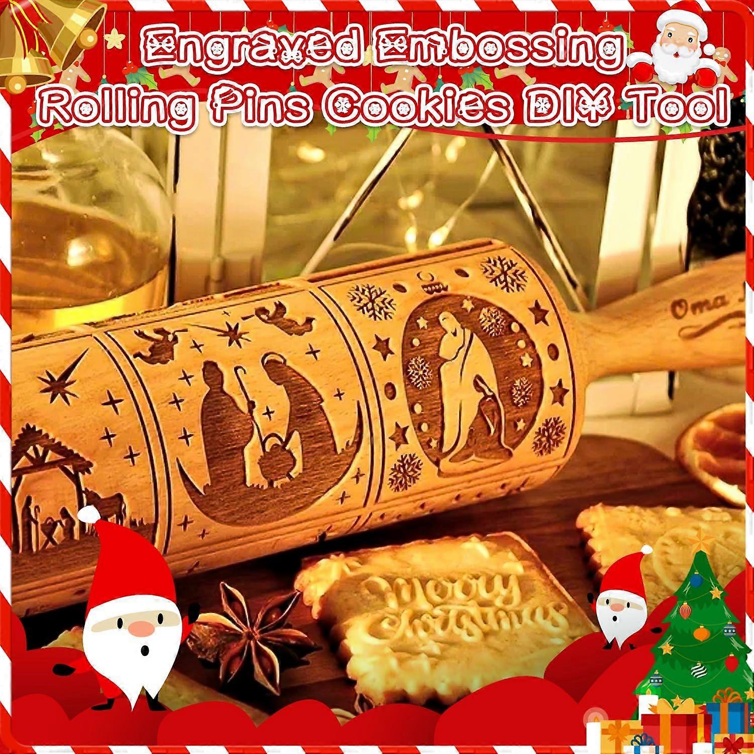 Wooden Rolling Pins for Christmas, 3D Wooden Rolling Pin, with 9 ...