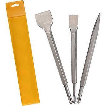 SDS Plus Chisels, Set 3 (Wide Chisel, Flat Chisel, Pointed Chisel) for Light Drills and Impact ...