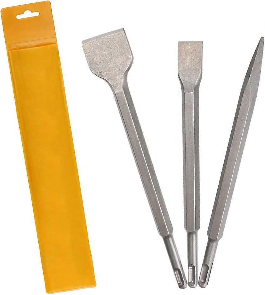 SDS Plus Chisels, Set 3 (Wide Chisel, Flat Chisel, Pointed Chisel) for Light Drills and Impact ...