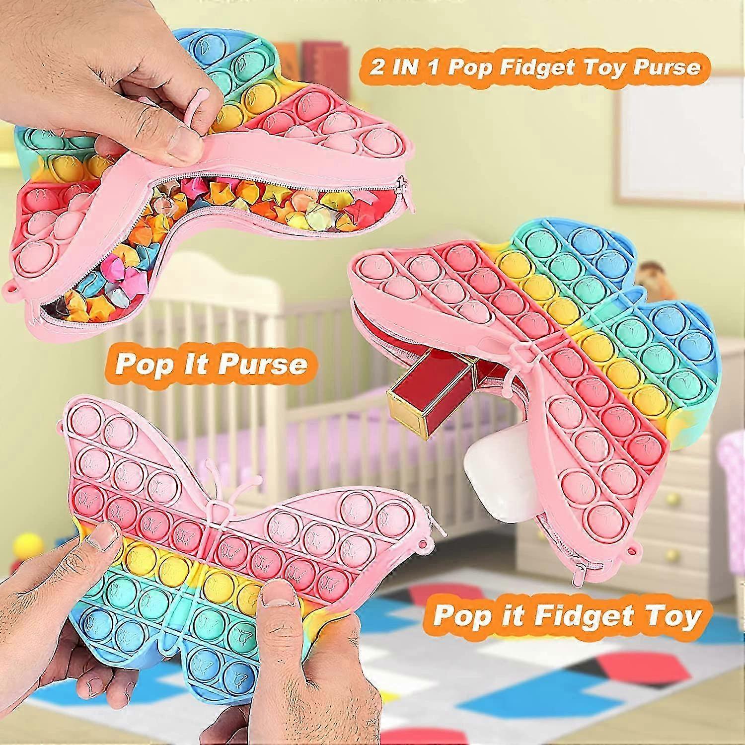 Pop Fidget Purse for Girls, Fidget Toys Bag Push Bubble Popper Handbag ...
