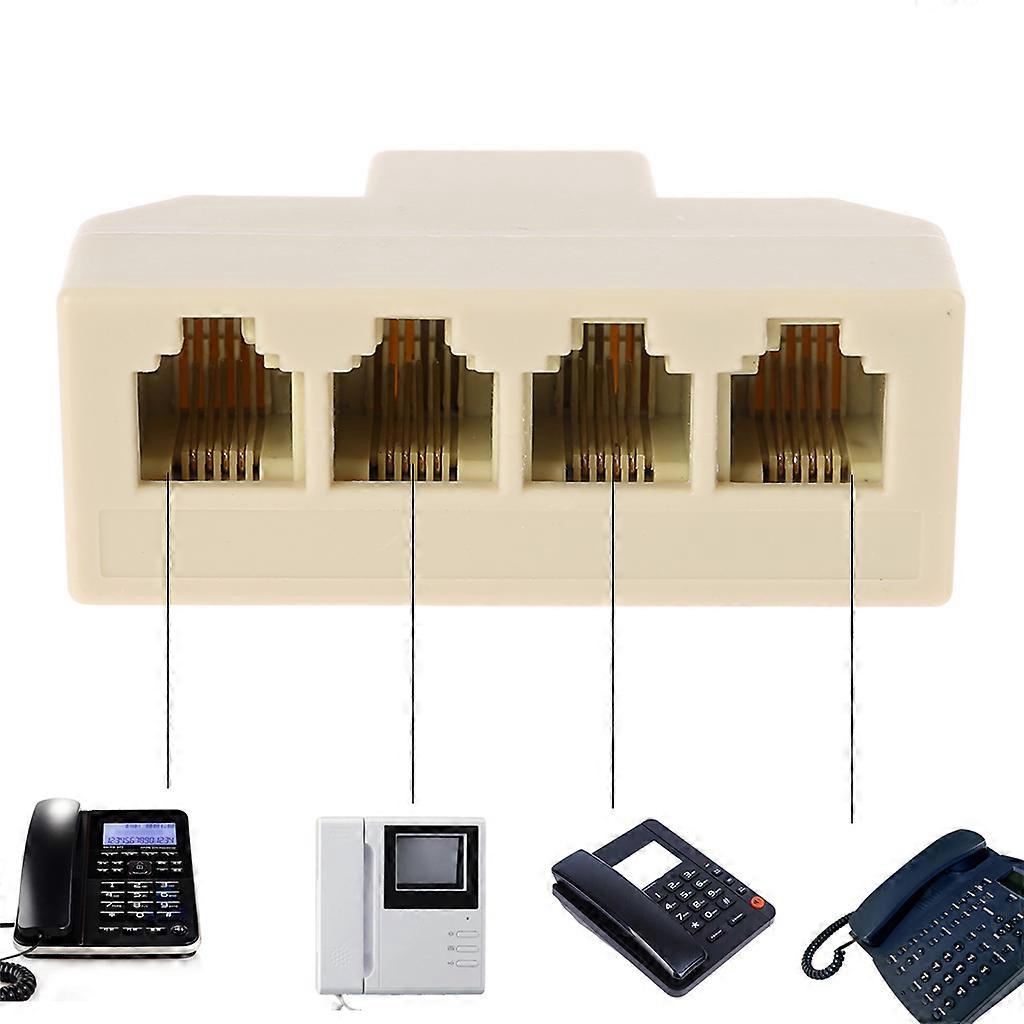 RJ11 6P4C Male to 4 Female Outlet Ports Socket Telephone Phone Line ...