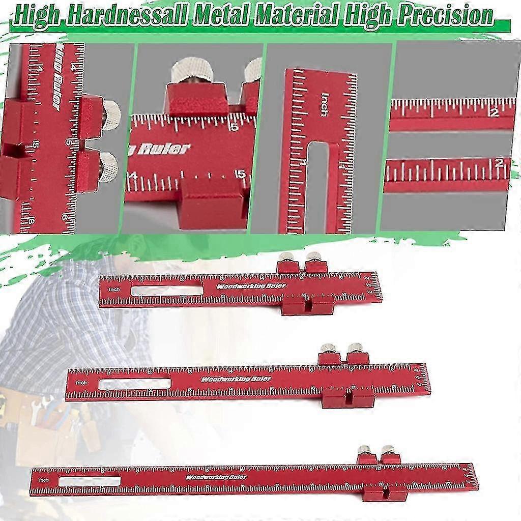 Metric & Inch Slide Stop Marking Ruler for Woodworking Measuring and ...