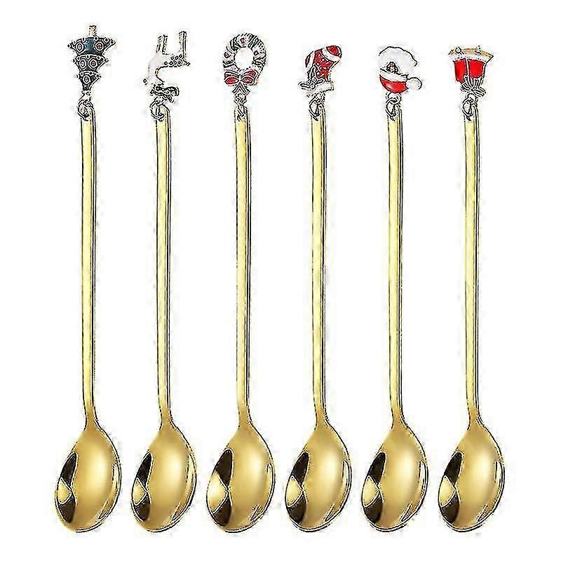 Christmas Coffee Spoons,pack Of 6 Pieces Christmas Spoons Xmas ...
