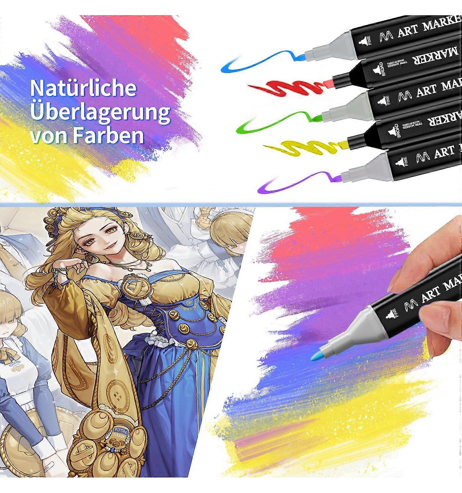 Felt-tip pen set, Dual Pen, Twin Marker pens, 100 colour, children's ...