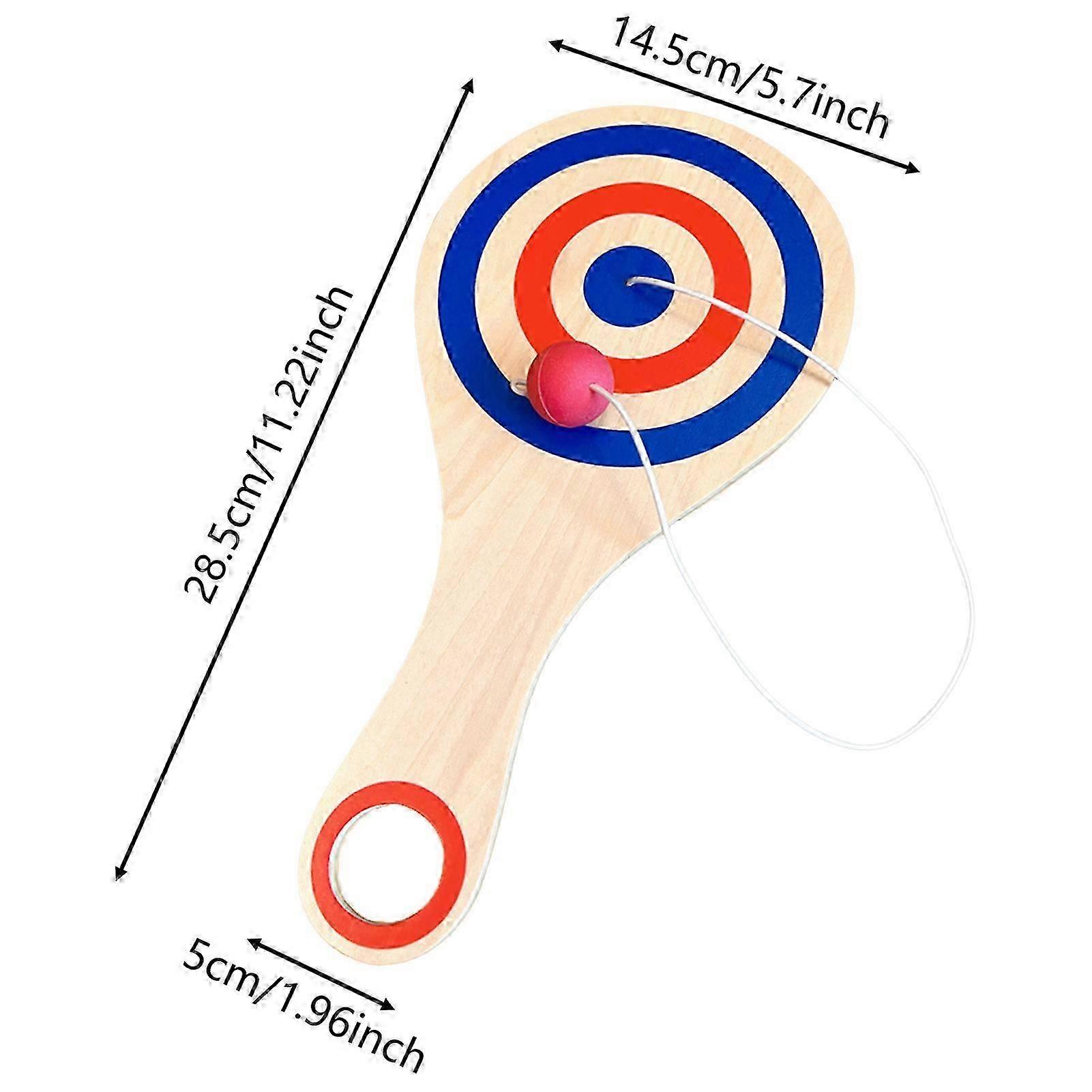 Wooden Flip Paddle Game Toy with Red Ball on String Paddle Toy for Kids ...