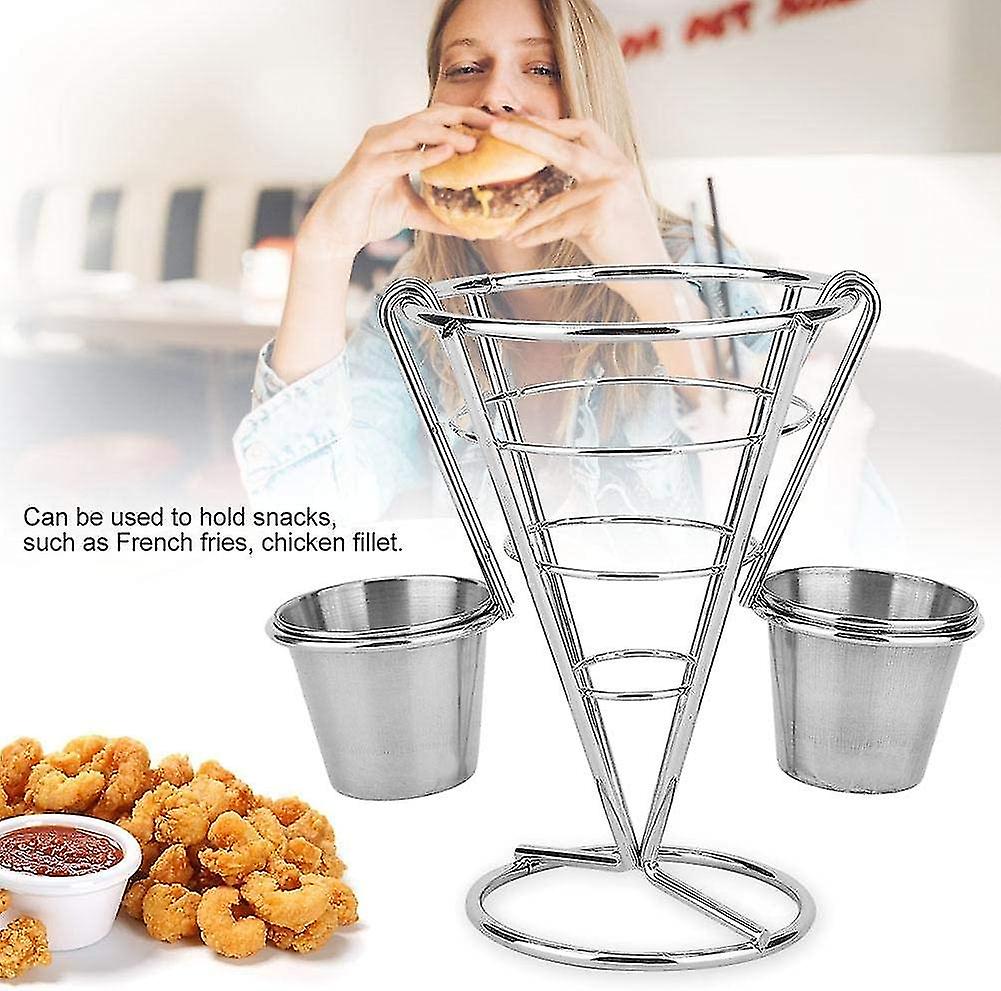 French Fries Cone Stand, Cornet Stand With Sauce Cup For Home Parties ...