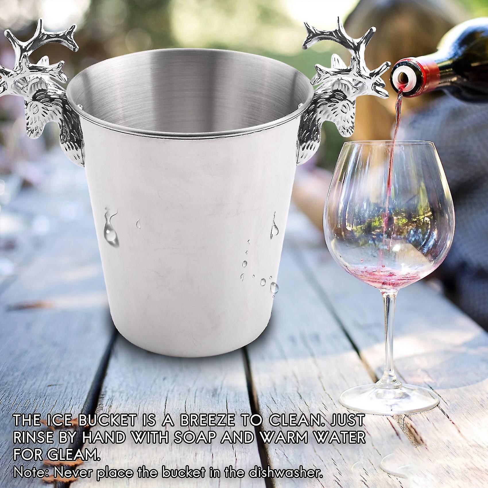 Stainless Steel Ice Buckets,deer Head Handle,insulated Ice Bucket,wine ...
