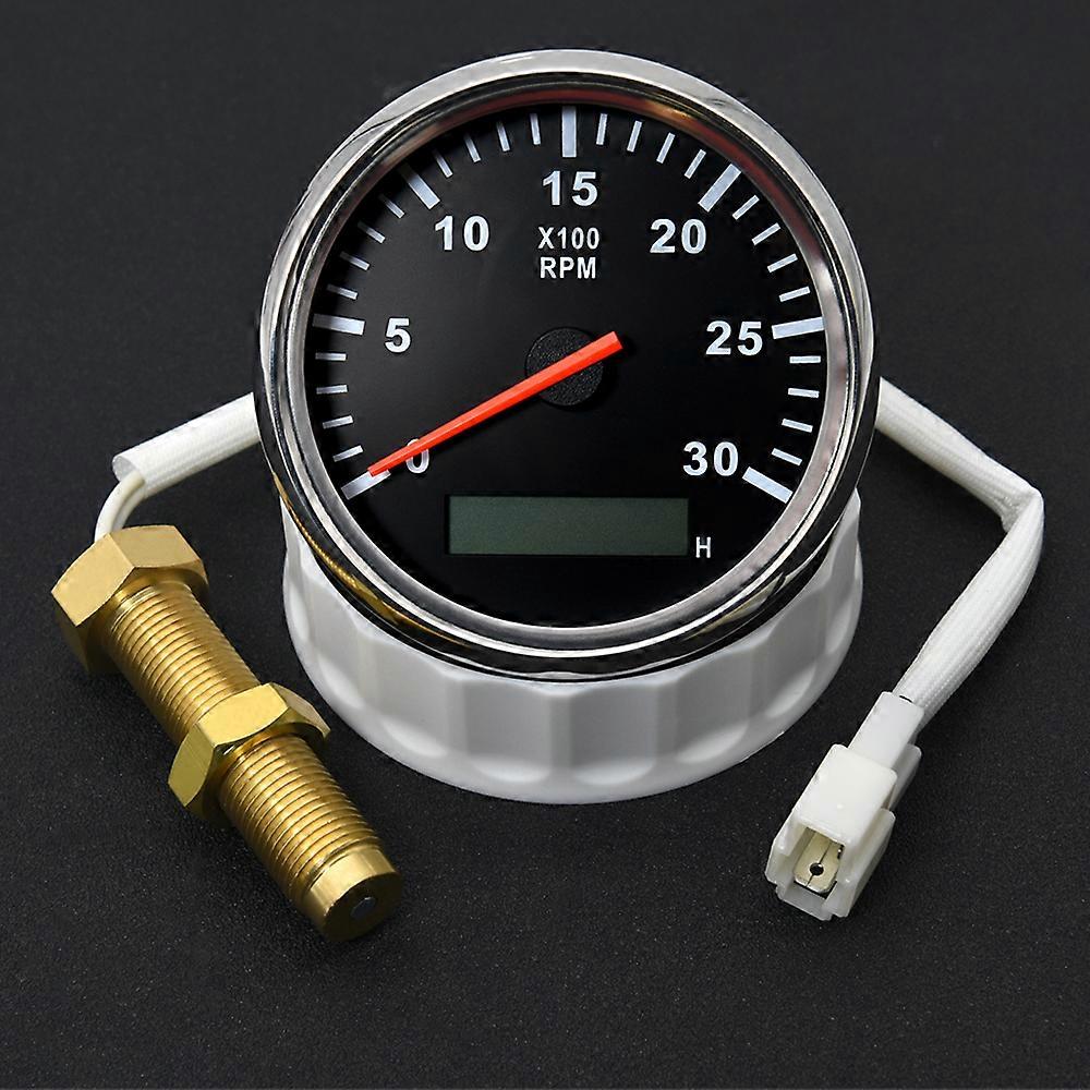 85MM RPM Tachometer Gauge Tach Sensor REV Counter with Hour Meter ...