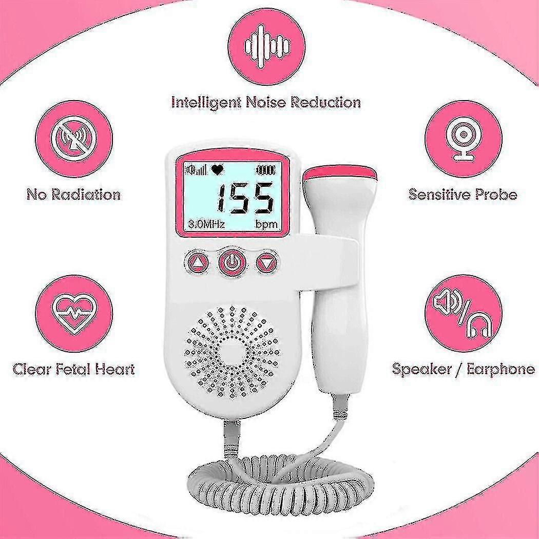Fetal Doppler Detector Baby Heart Beat Rate Probe Prenatal Monitor ...