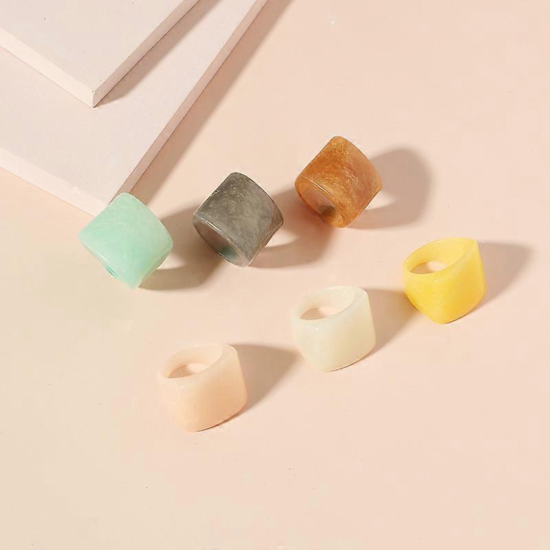 Resin thick ring for ladies girls multi-color acrylic plastic ring set ...