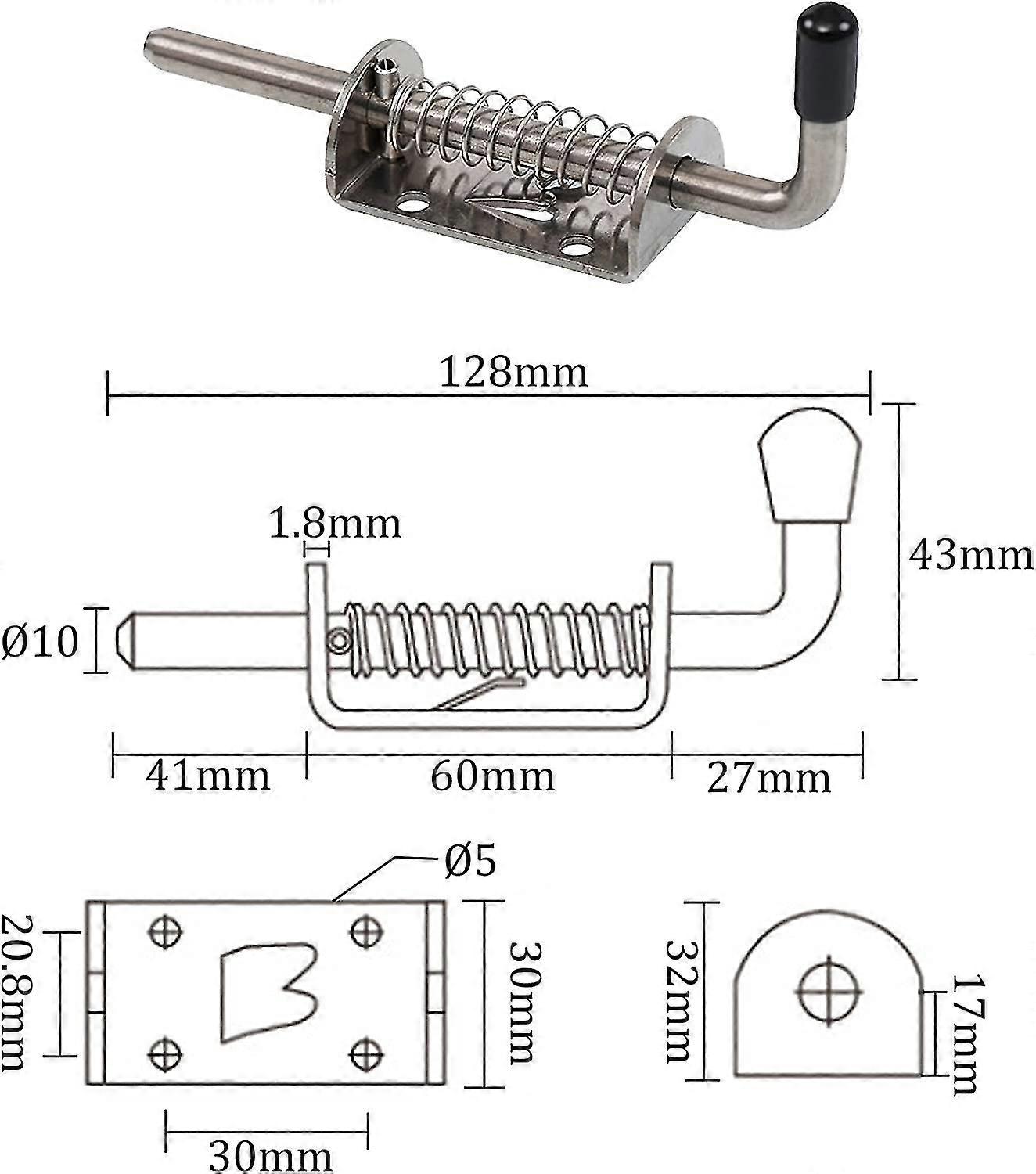 Spring Latch Stainless Steel Sliding Bolt Garage Door Lock Shed Door ...