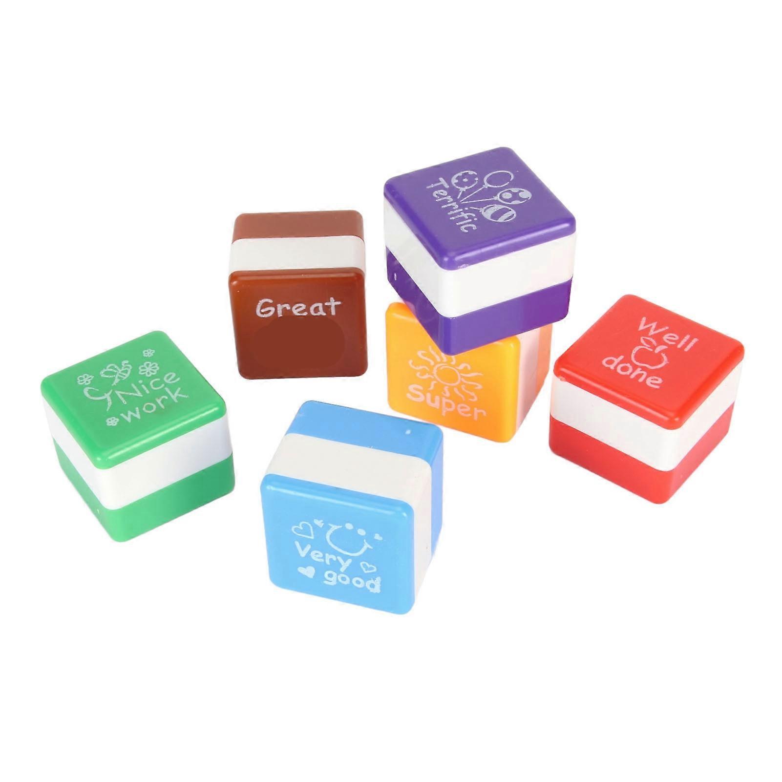 6pcs Teacher Stamps Multipurpose Cartoon English Motivation Educational ...