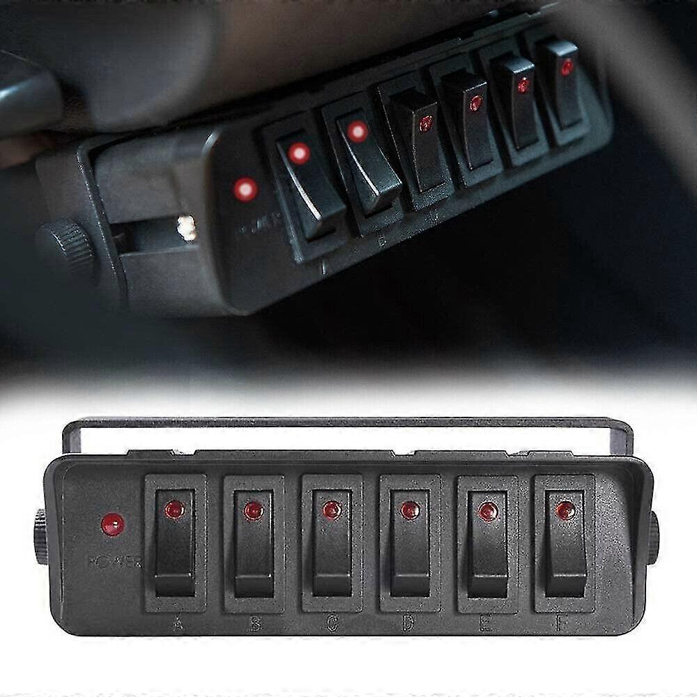 6 Gang On/off Rocker Switch Box With Red Led Light,12-24v 80a Switch ...