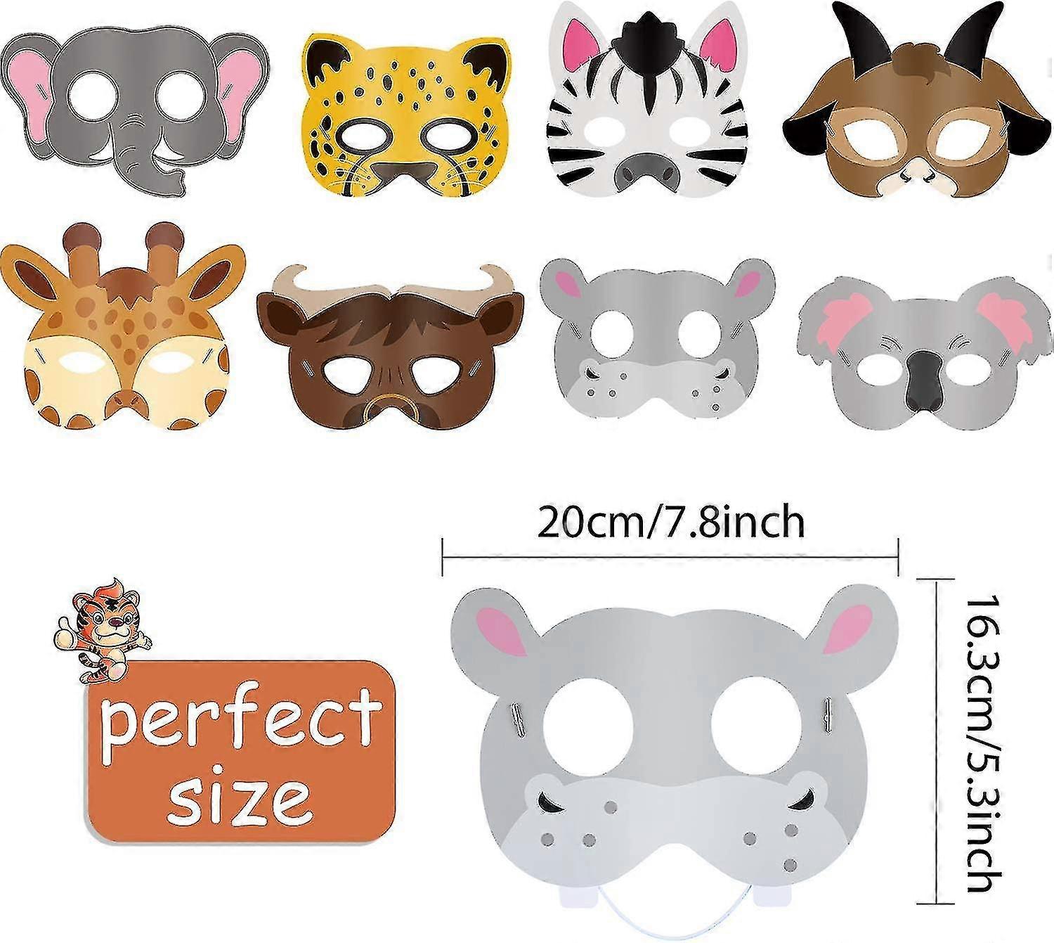 16 Piece Animal Masks Animal Costume Party Favors With 16 Different ...
