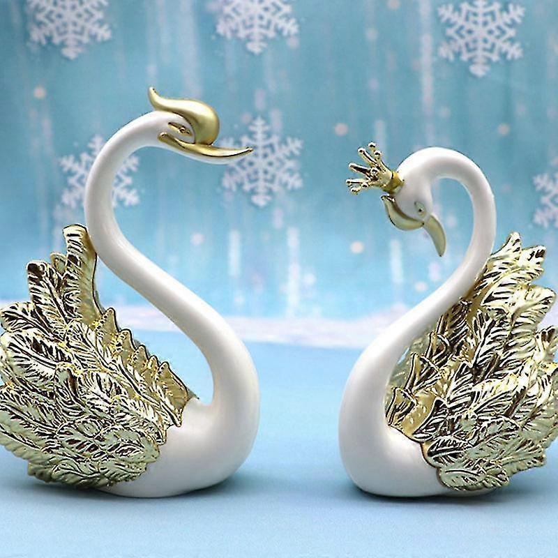 2 Pieces Of Swan Ornaments Figurines,swan Cake Decoration,car Figurines ...