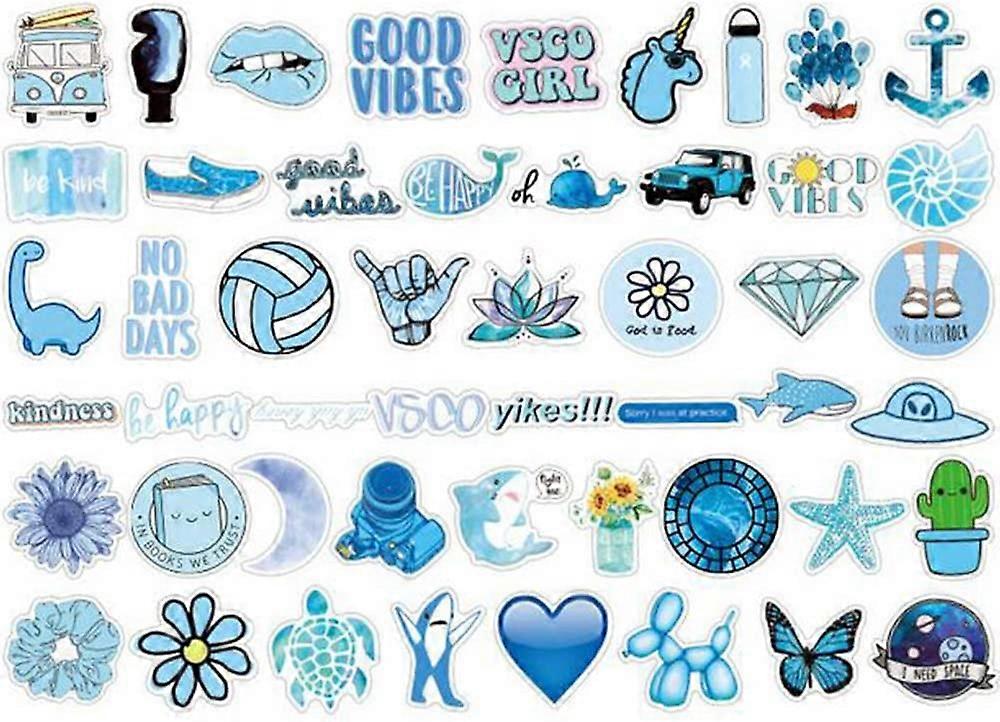 50 PCS Blue Cute Stickers, Aesthetic Stickers, Cute Stickers, Vinyl ...