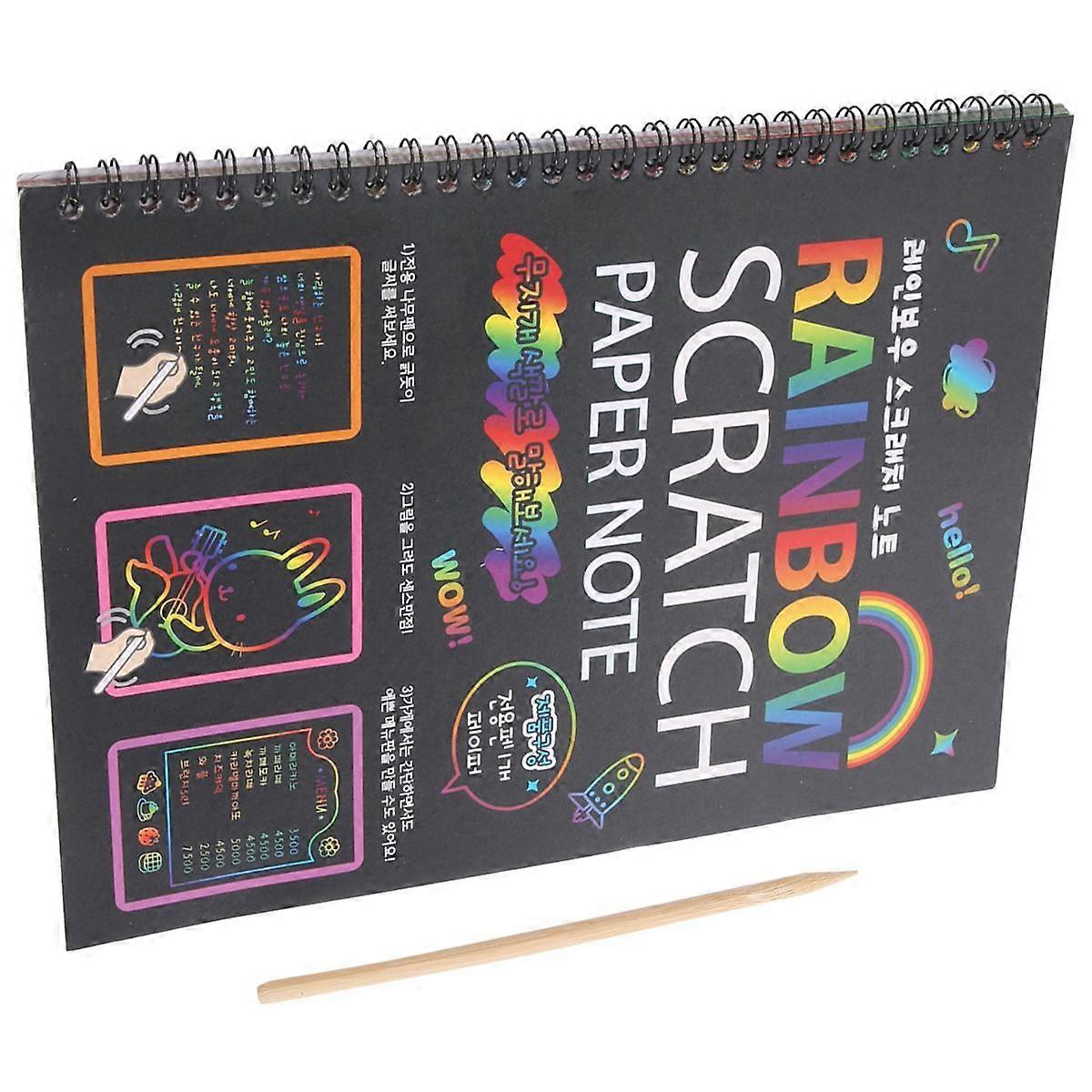 19X26Cm Large Magic Color Rainbow Scratch Paper Note Book Black Diy ...